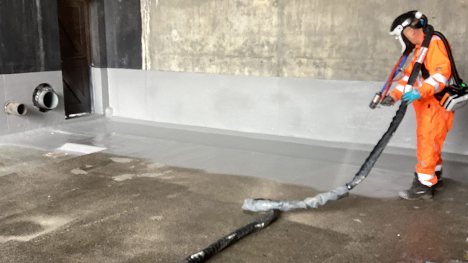 Applying Polyurea Coating to Line a Concrete Bund in Preparation for ...